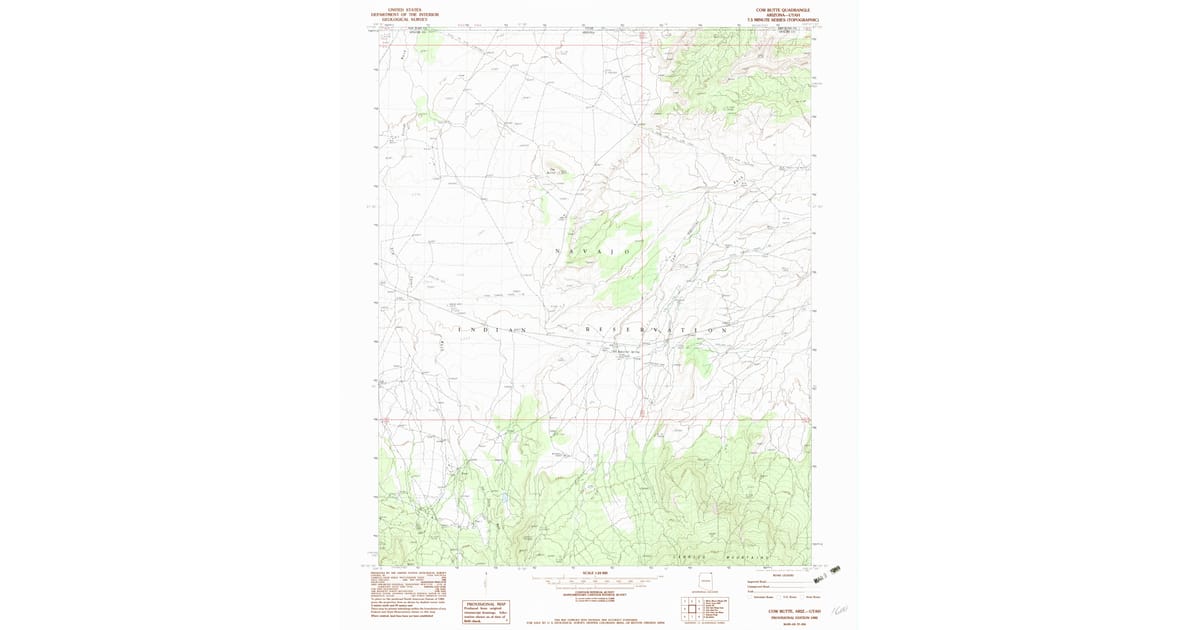 1982 Map of Cow Butte, Apache County, AZ — High-Res | Pastmaps