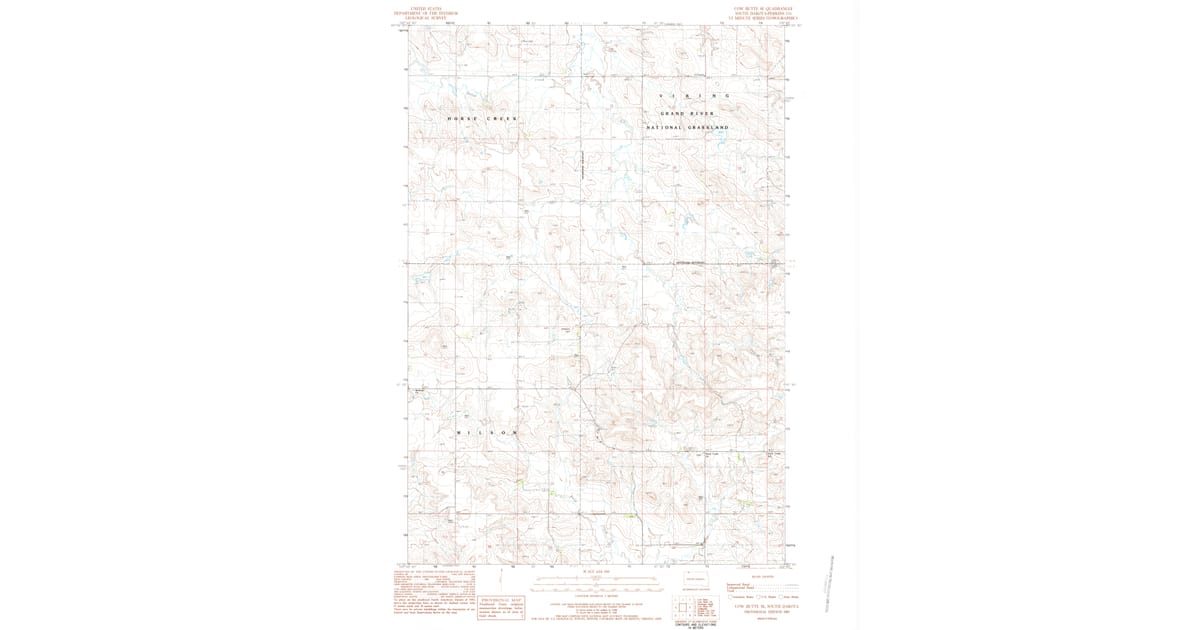 1983 Map of Cow Butte SE, Perkins County, SD — High-Res | Pastmaps