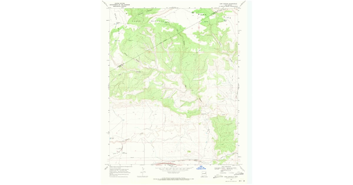 1968 Map of Cow Canyon, Quay County, NM — High-Res | Pastmaps