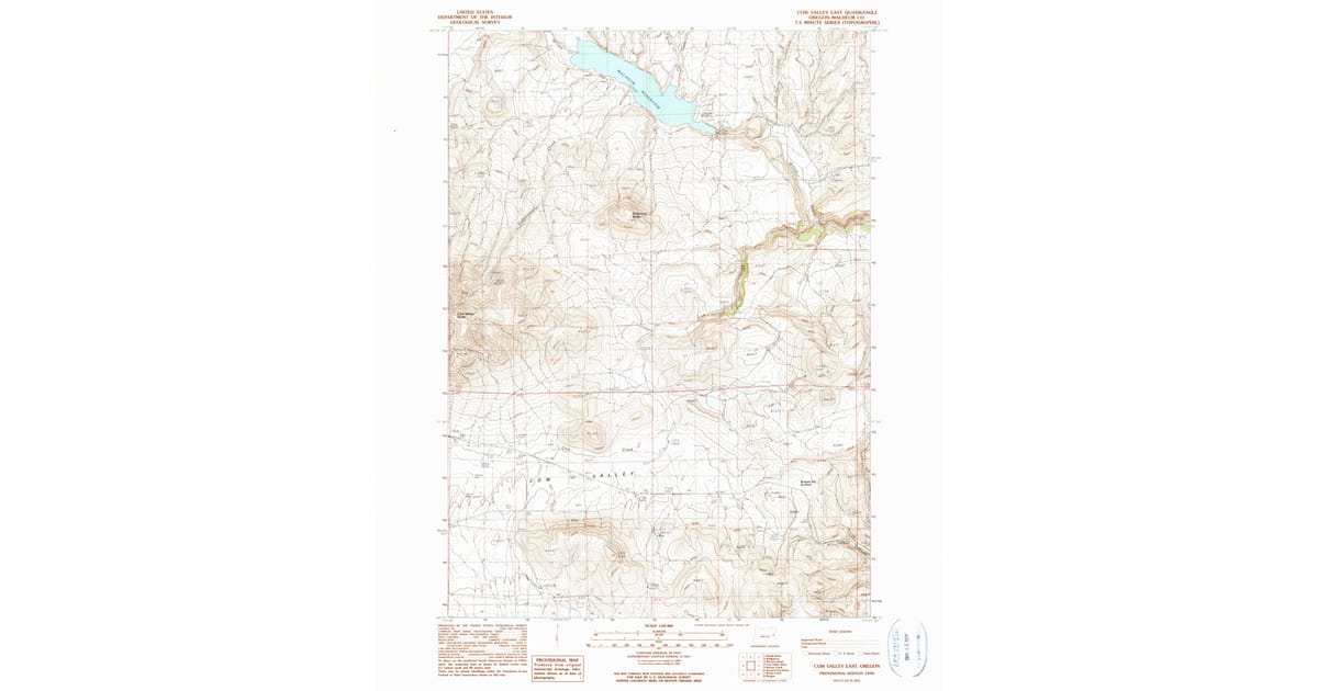1990 Map of Cow Valley East, Malheur County, OR — High-Res | Pastmaps