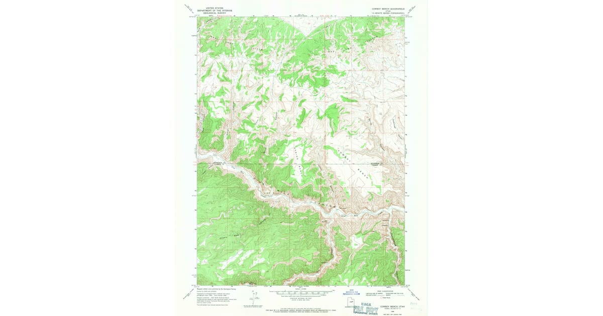 1968 Map of Cowboy Bench, Duchesne County, UT — High-Res | Pastmaps