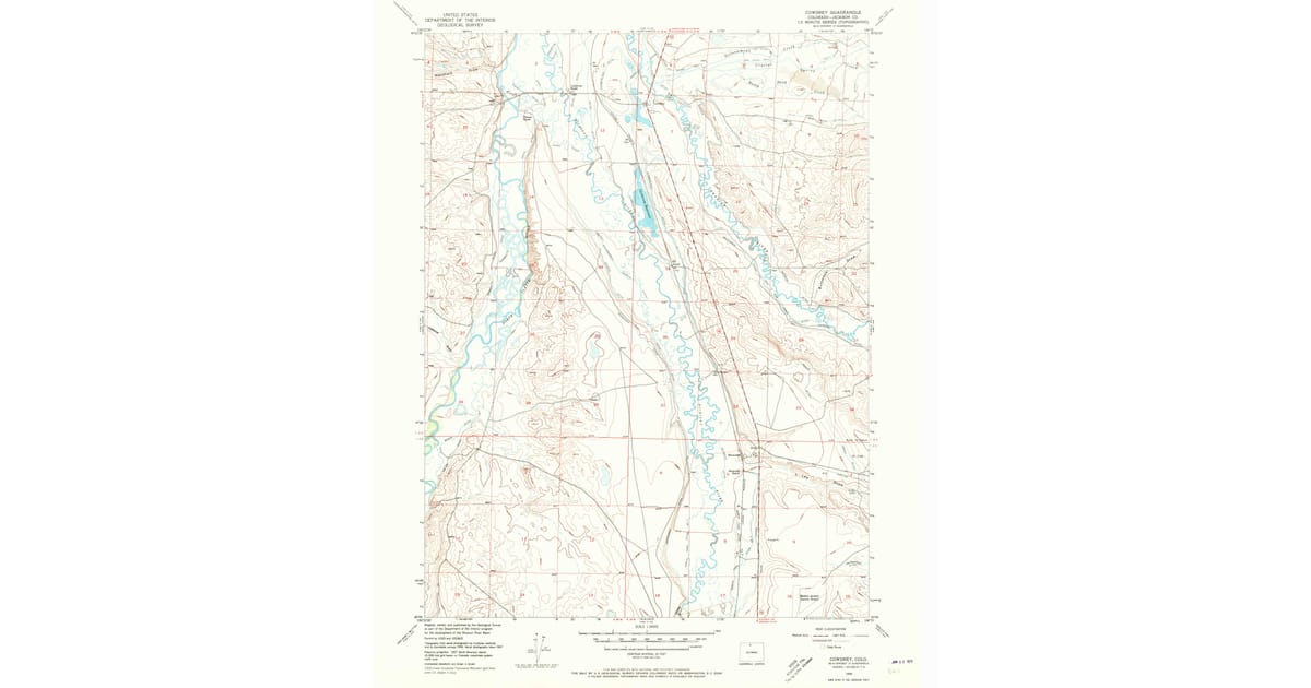 1956 Map of Cowdrey, Jackson County, CO — High-Res, 1973 Print | Pastmaps