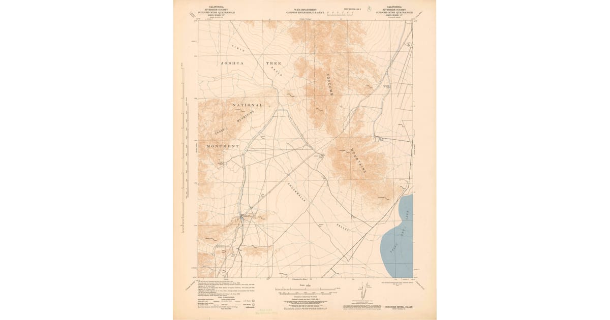1944 Map of Coxcomb Mountains, Riverside County, CA — High-Res | Pastmaps