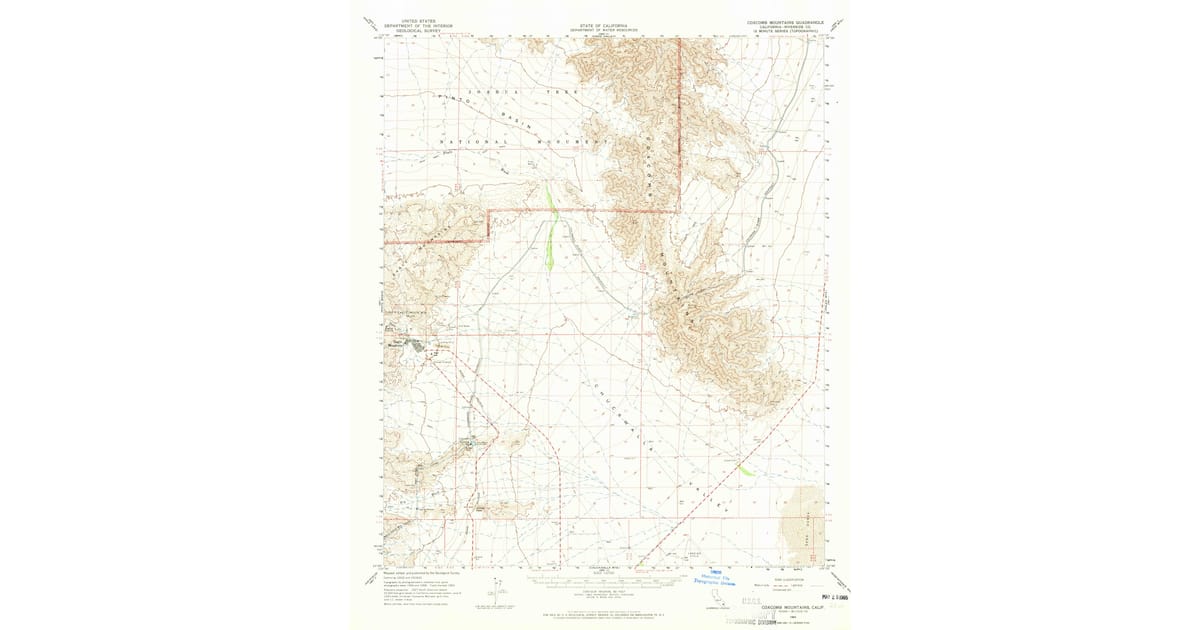 1963 Map of Coxcomb Mountains, Riverside County, CA — High-Res | Pastmaps