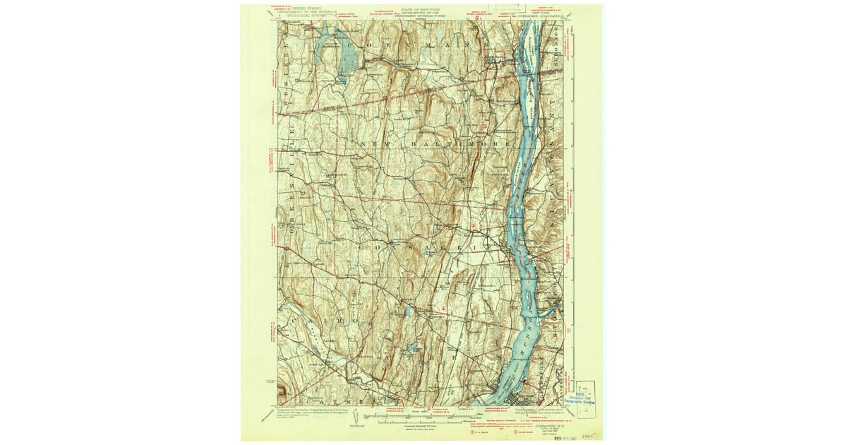 1929 Map of Coxsackie, Greene County, NY — High-Res, 1942 Print | Pastmaps