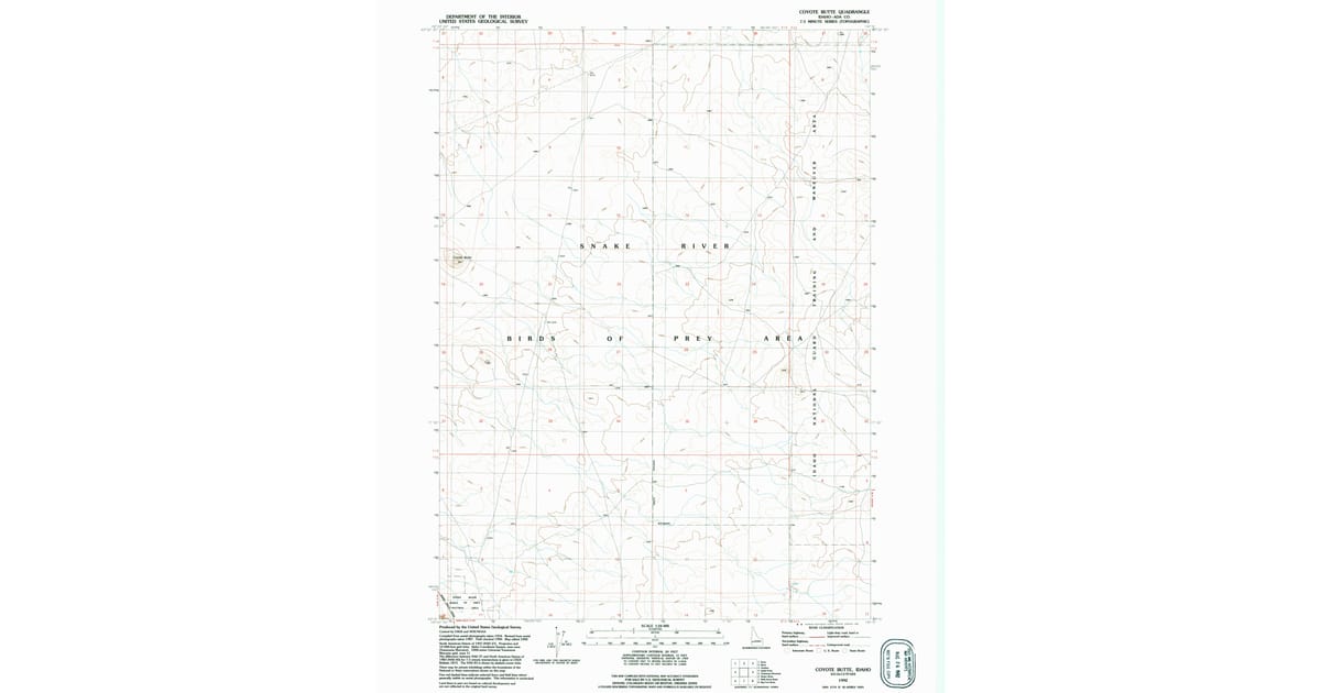 1992 Map of Coyote Butte, Ada County, ID — High-Res | Pastmaps