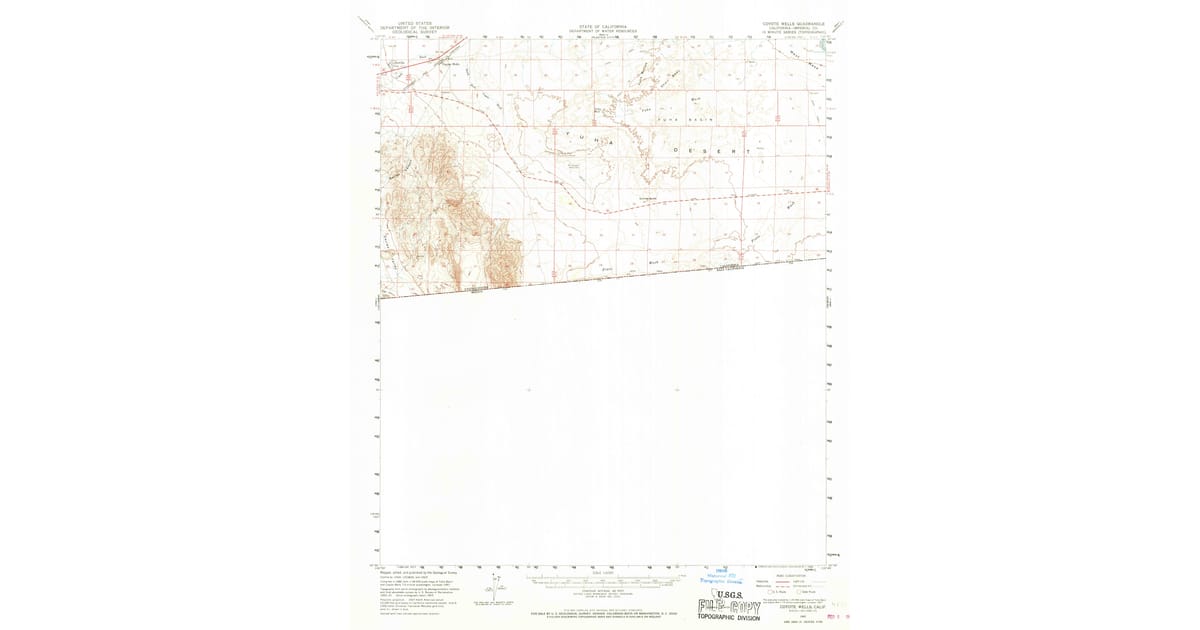 1957 Map of Coyote Wells, Imperial County, CA — High-Res, 1968 Print ...