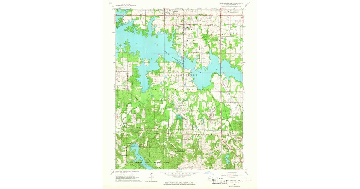 1966 Map of Crab Orchard Lake, Williamson County, IL — High-Res | Pastmaps