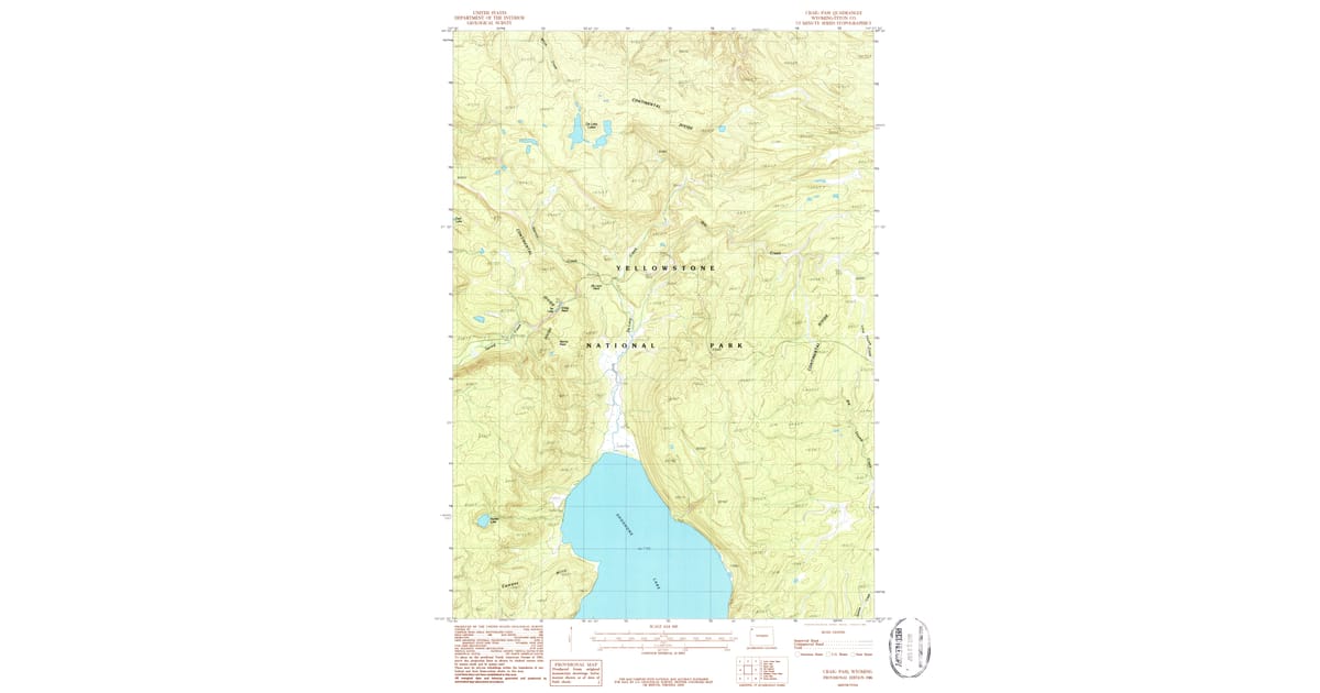 1986 Map of Craig Pass, Teton County, WY — High-Res | Pastmaps