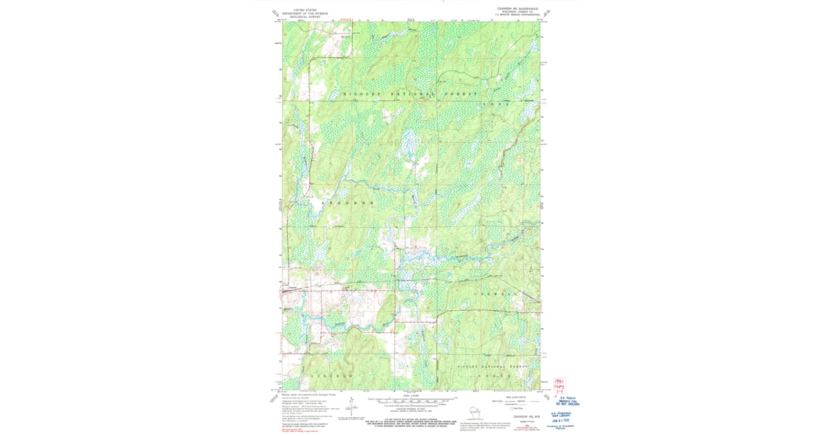 1965 Map of Crandon NE, Forest County, WI — High-Res | Pastmaps