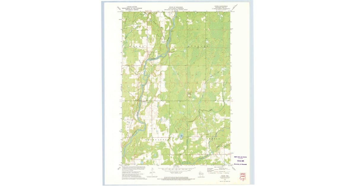 1972 Map of Crane, Rusk County, WI — High-Res | Pastmaps