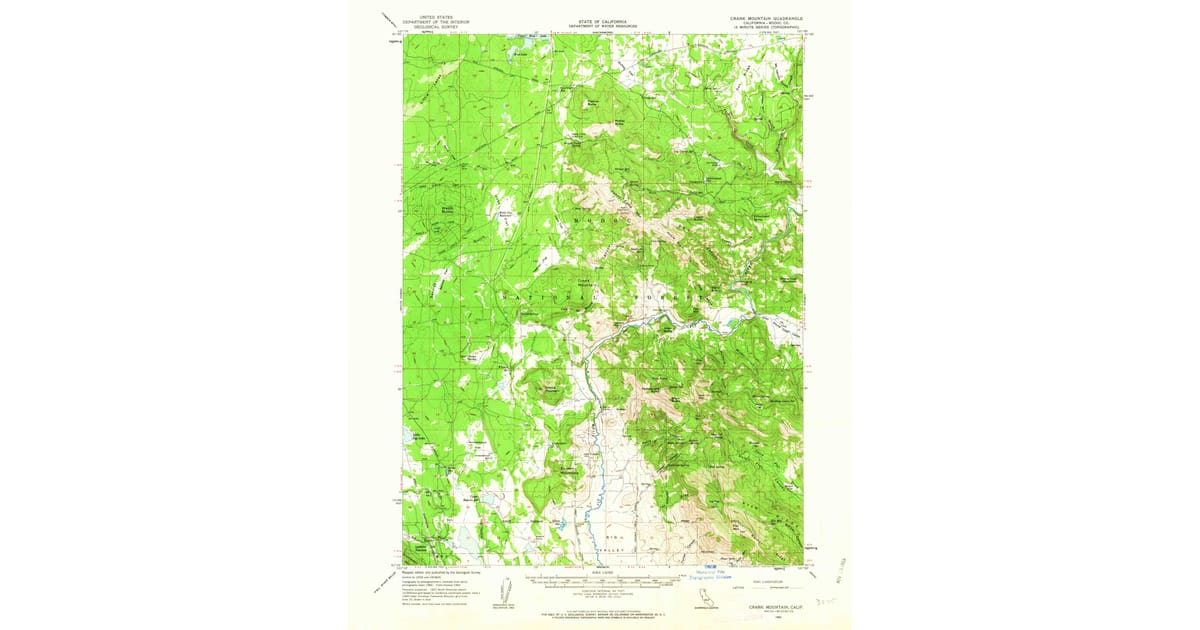 1962 Map of Crank Mountain, Modoc County, CA — High-Res | Pastmaps