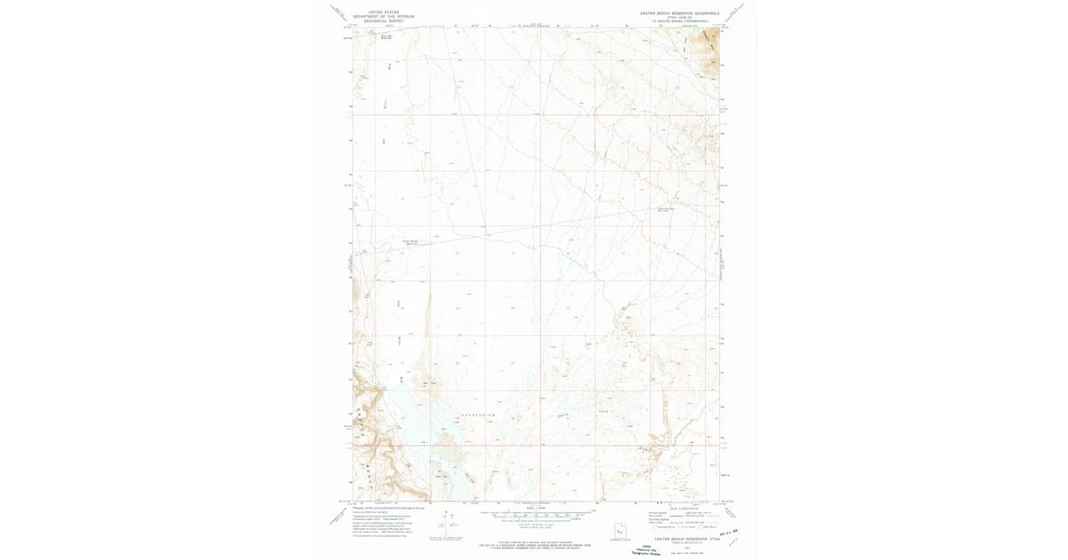 1971 Map of Crater Bench Reservoir, Juab County, UT — High-Res | Pastmaps