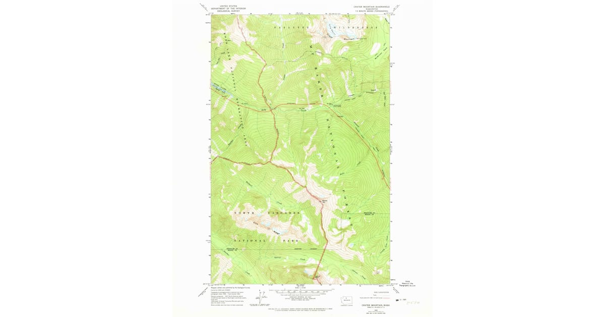 1963 Map of Crater Mountain, Whatcom County, WA — High-Res, 1974 Print ...