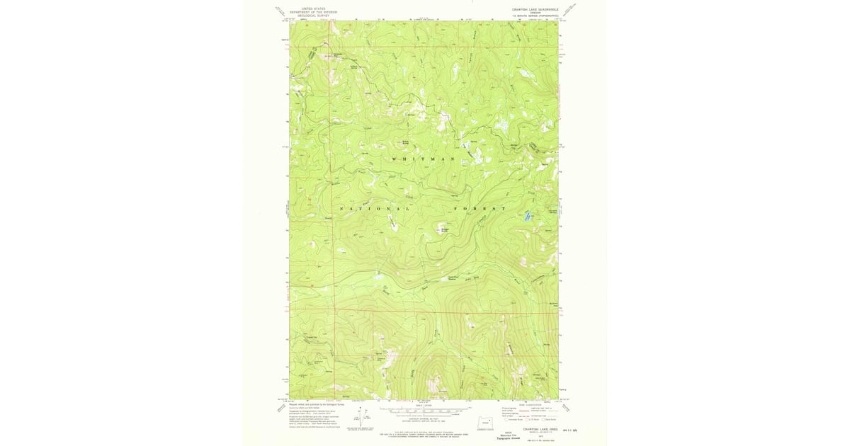 1972 Map of Crawfish Lake, Grant County, OR — High-Res | Pastmaps