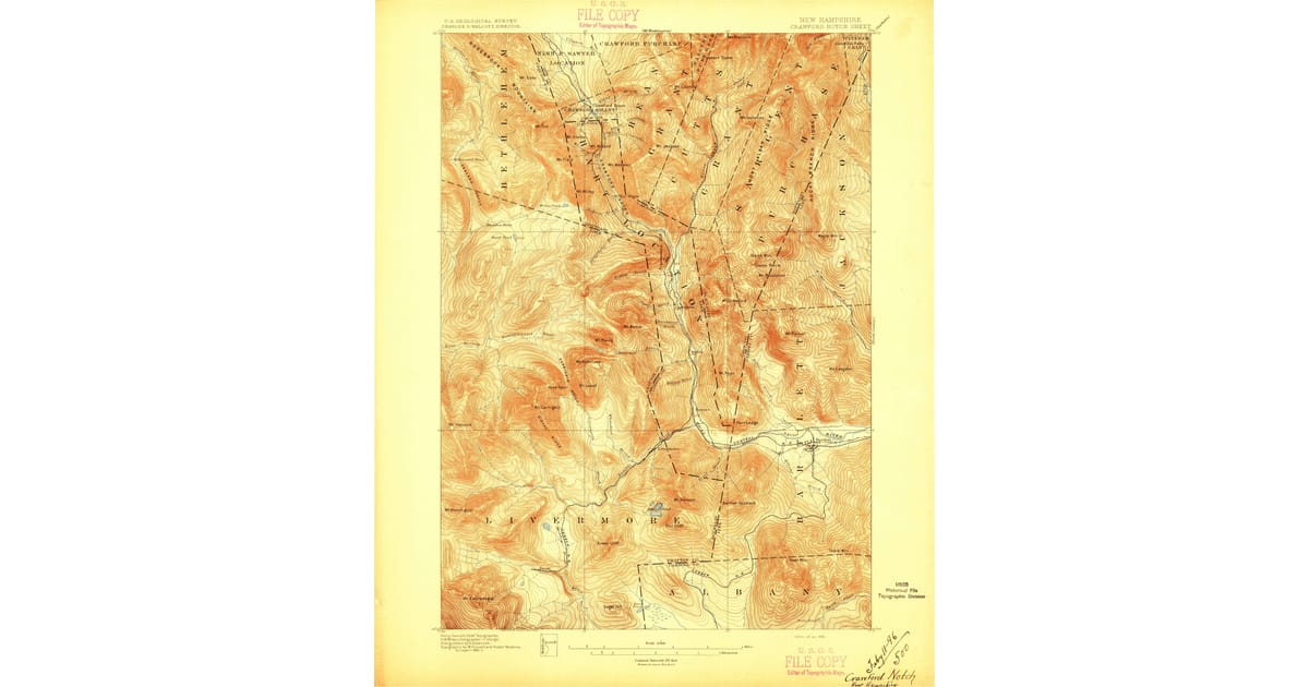 1896 Map of Crawford Notch, Grafton County, NH — High-Res | Pastmaps