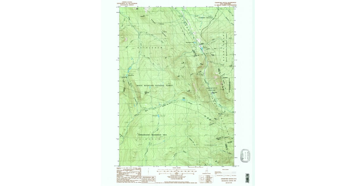 1987 Map of Crawford Notch, Grafton County, NH — High-Res | Pastmaps