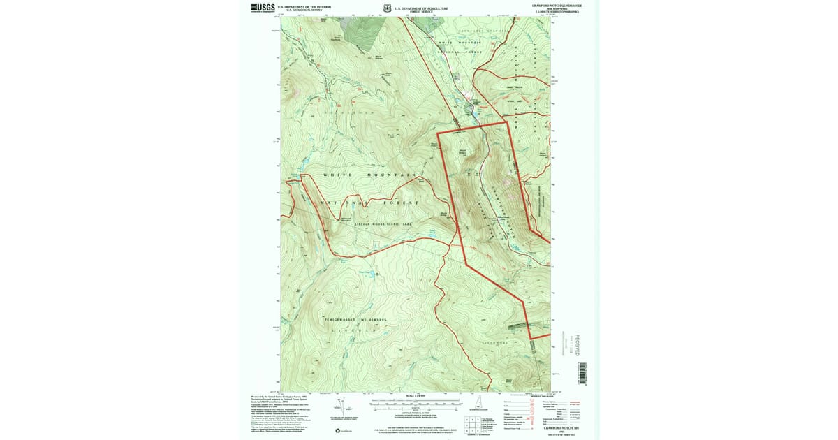 1995 Map of Crawford Notch, Grafton County, NH — High-Res | Pastmaps