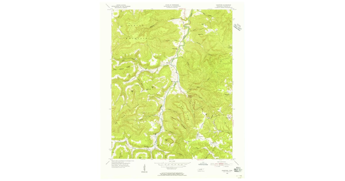 1954 Map of Crawford, Overton County, TN — High-Res | Pastmaps