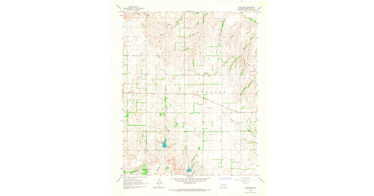 1965 Map of Crawford, Roger Mills County, OK — High-Res | Pastmaps