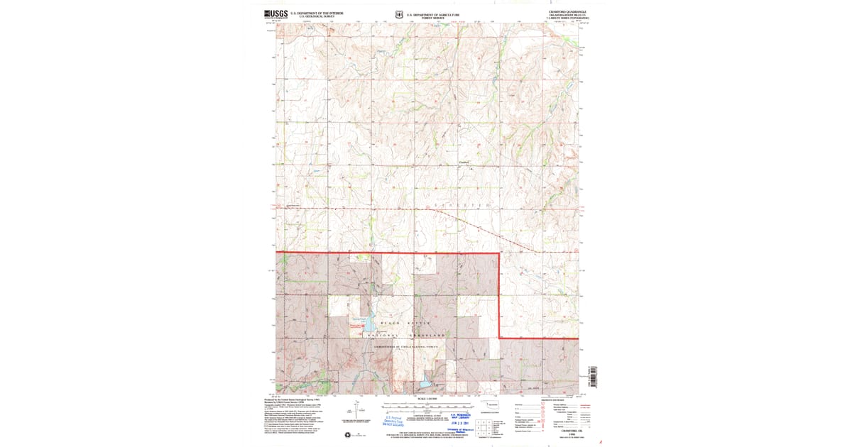 1998 Map of Crawford, Roger Mills County, OK — High-Res | Pastmaps