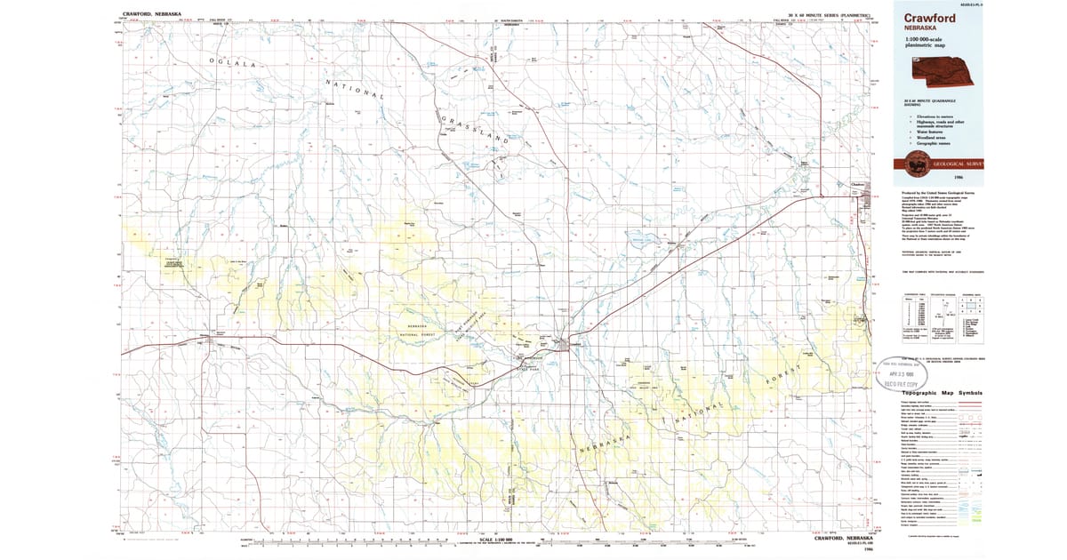 1986 Map of Crawford, NE — High-Res | Pastmaps