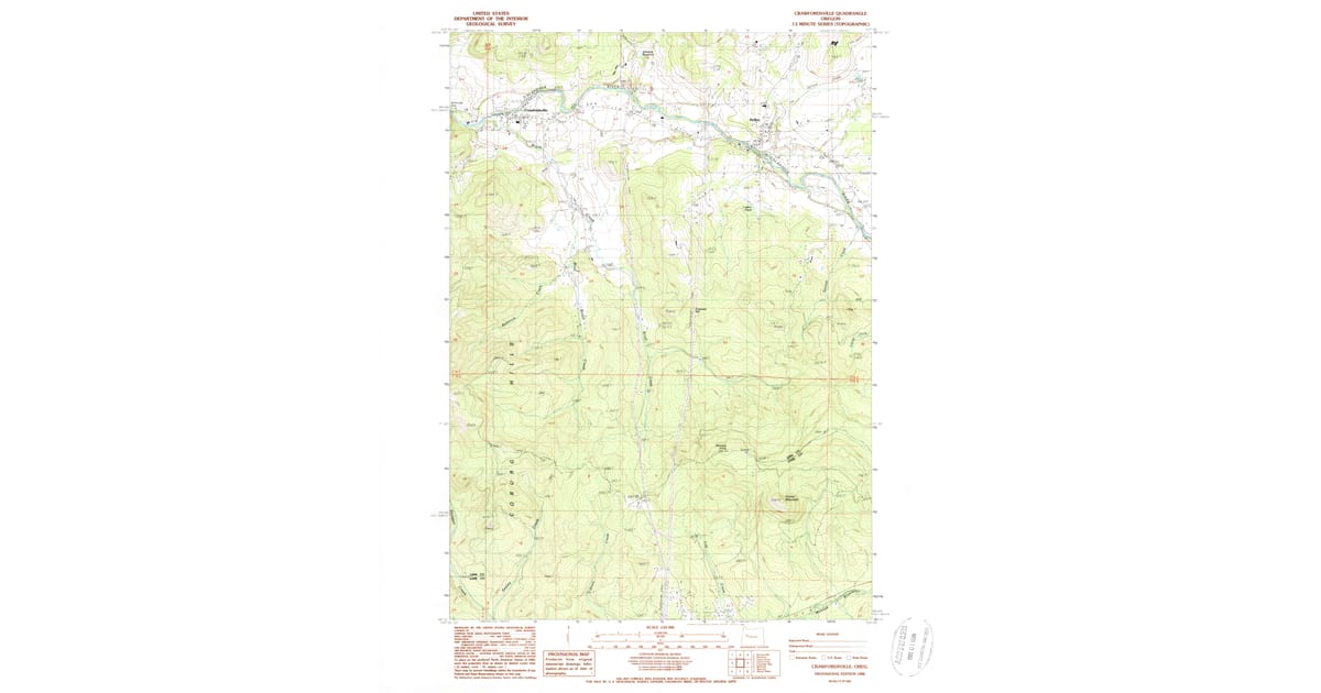 1988 Map of Crawfordsville, OR — High-Res | Pastmaps