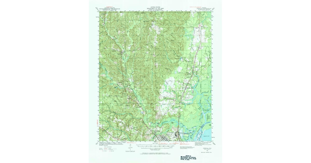 1941 Map of Creola, AL — High-Res, 1984 Print | Pastmaps