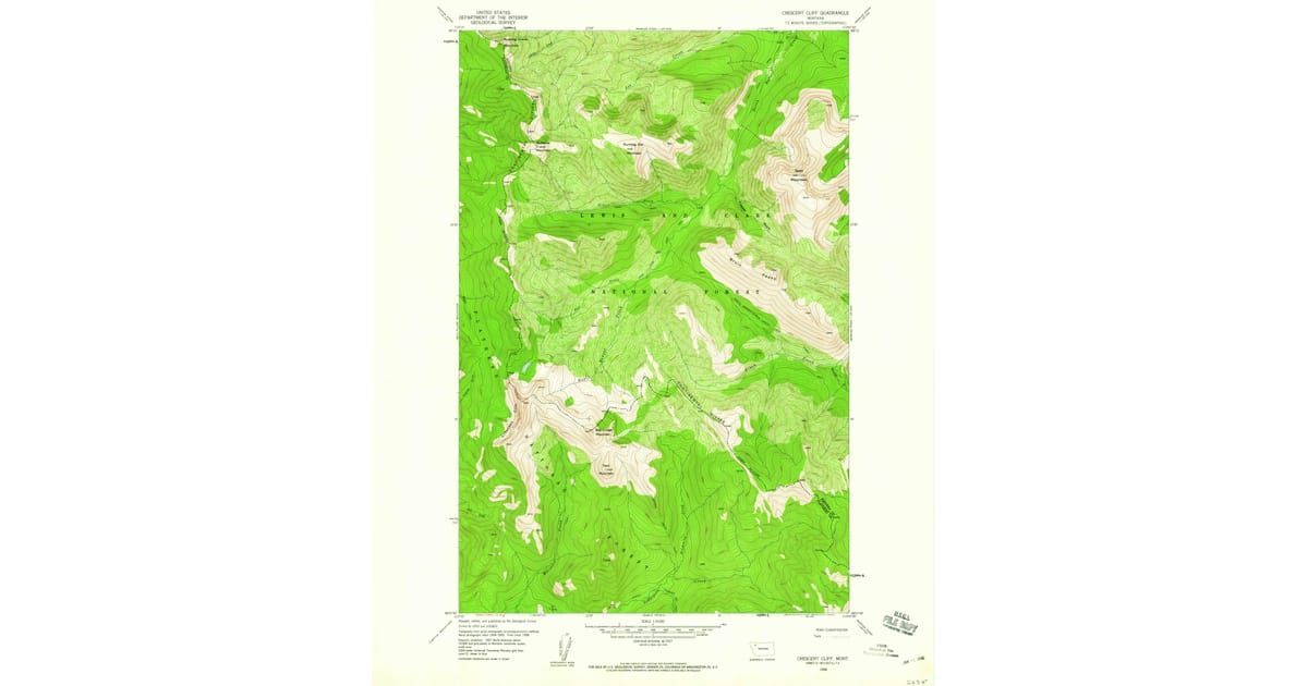 1958 Map of Crescent Cliff, Pondera County, MT — High-Res | Pastmaps