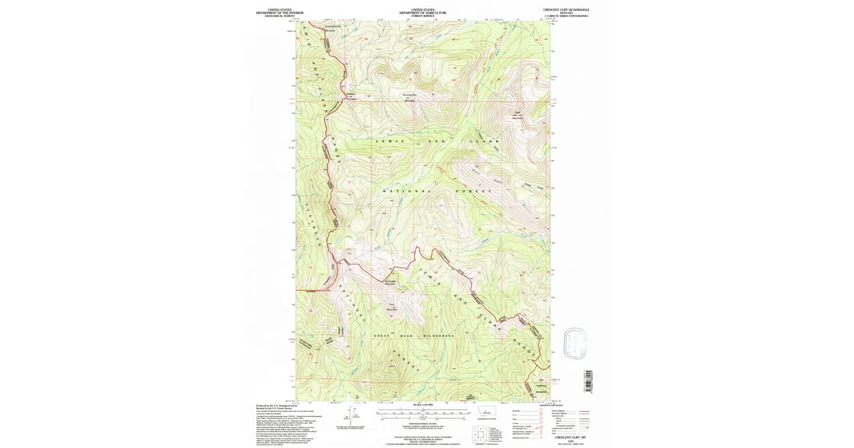 1995 Map of Crescent Cliff, Pondera County, MT — High-Res | Pastmaps