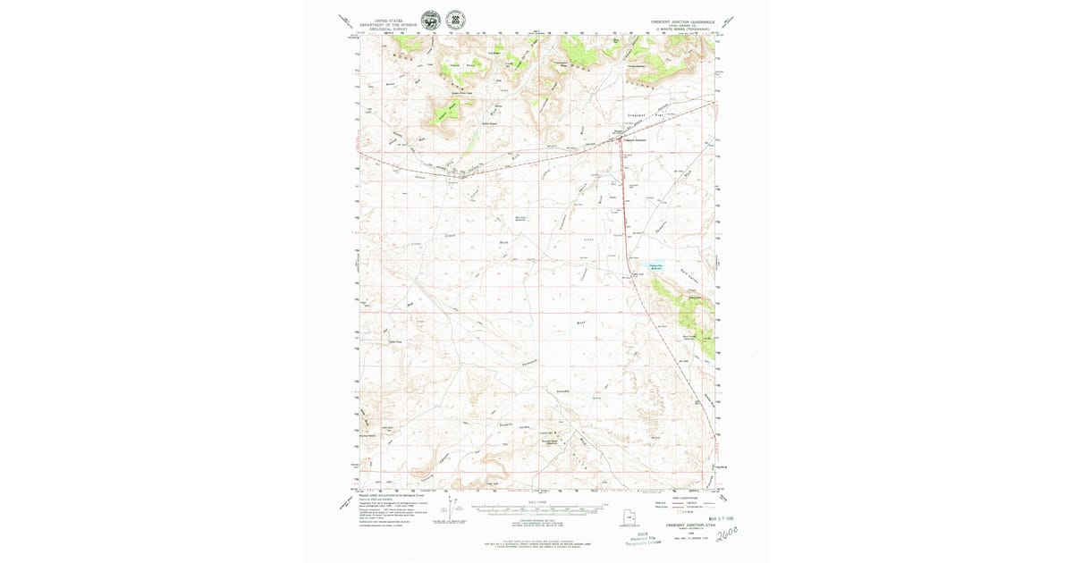 1958 Map of Crescent Junction, Grand County, UT — High-Res, 1980 Print ...