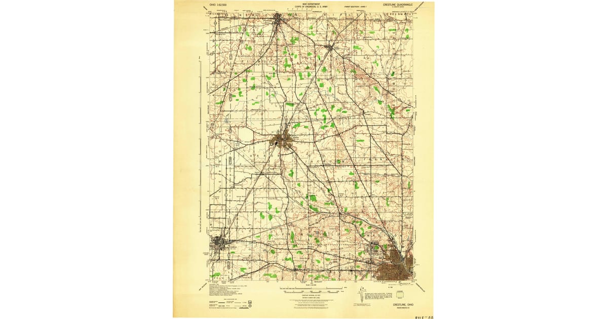 1943 Map of Crestline, OH — High-Res | Pastmaps