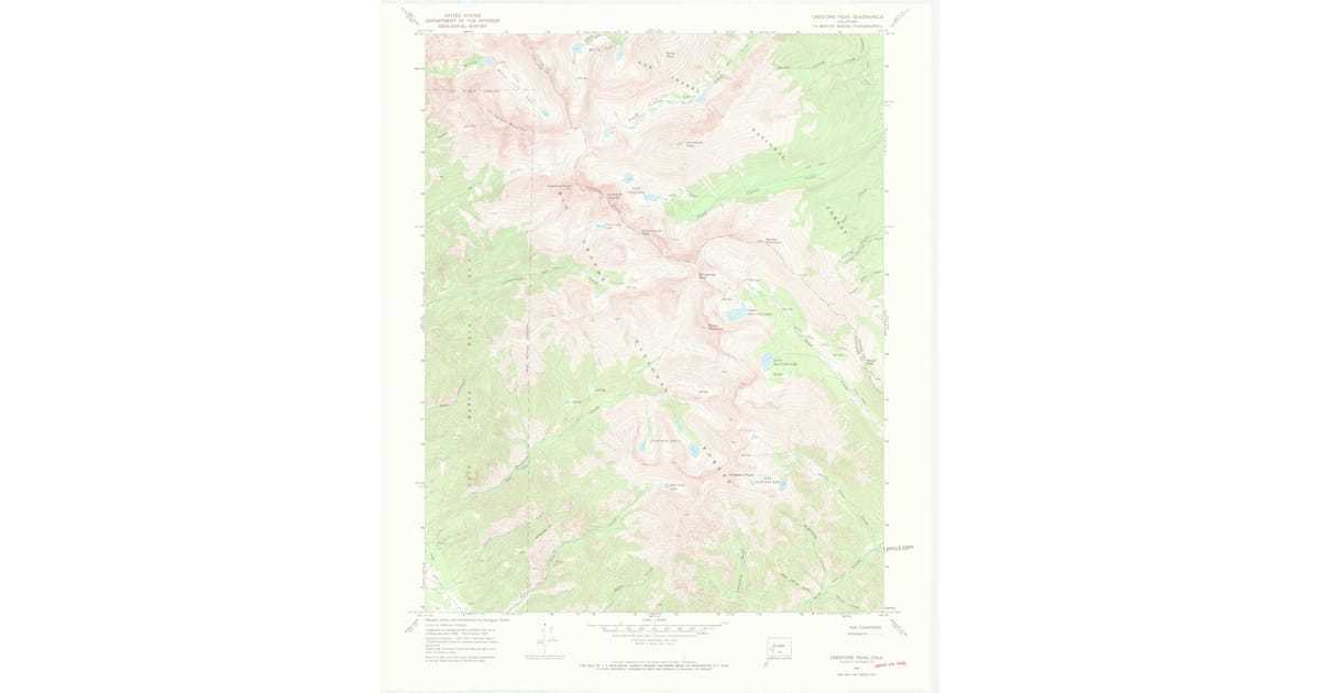 1967 Map of Crestone Peak, Saguache County, CO — High-Res | Pastmaps