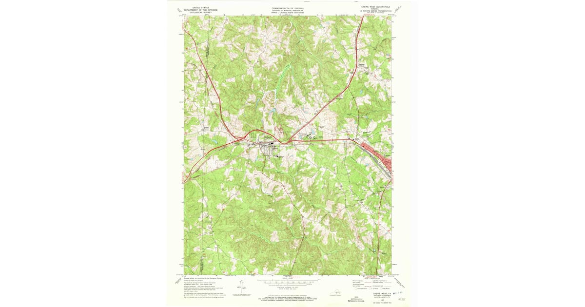 1968 Map of Crewe West, Nottoway County, VA — High-Res | Pastmaps