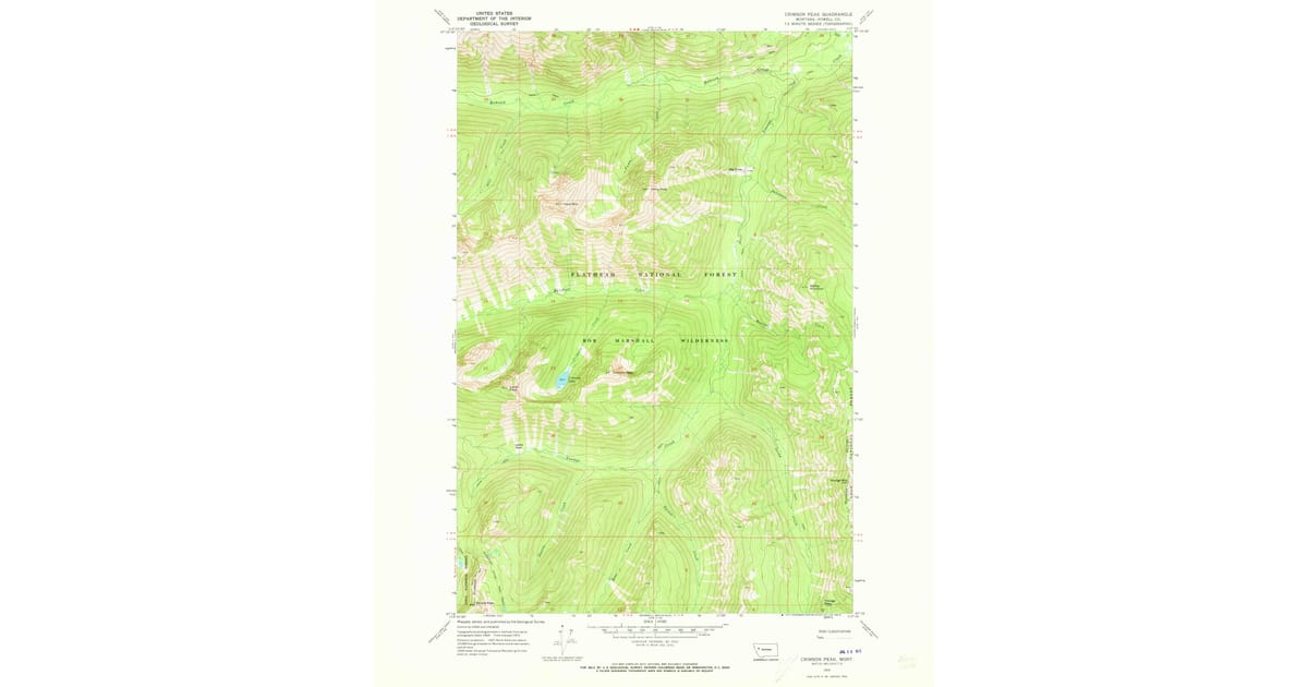 1970 Map of Crimson Peak, Powell County, MT — High-Res | Pastmaps