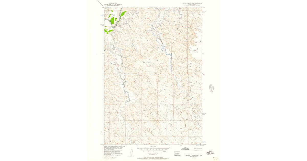 1956 Map of Crockett Mountains, Stanley County, SD — High-Res | Pastmaps