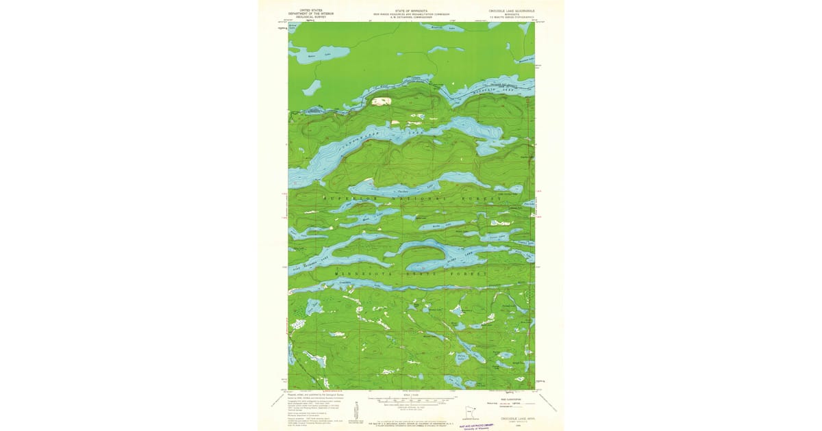 1959 Map of Crocodile Lake, Cook County, MN — High-Res | Pastmaps