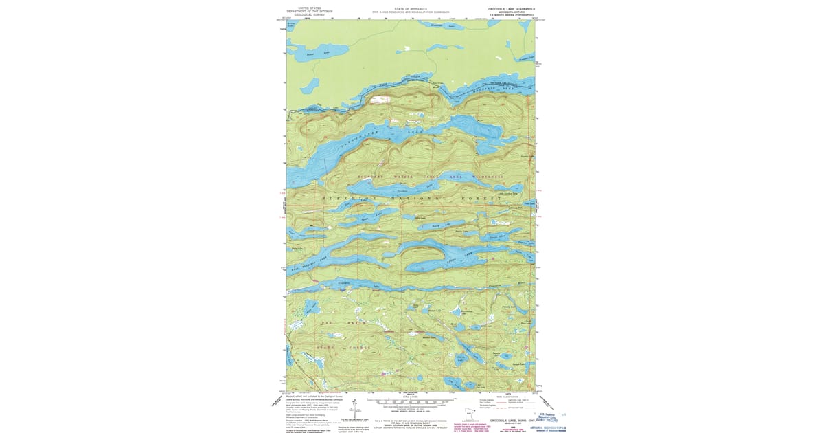 1959 Map of Crocodile Lake, Cook County, MN — High-Res, 1986 Print ...