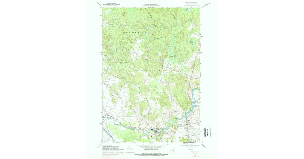 1966 Map of Croghan, Lewis County, NY — High-Res, 1988 Print | Pastmaps