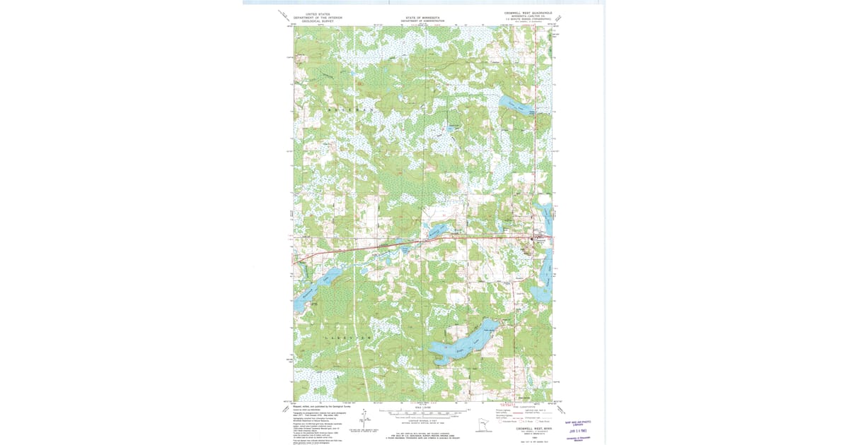 1982 Map of Cromwell West, Carlton County, MN — High-Res | Pastmaps