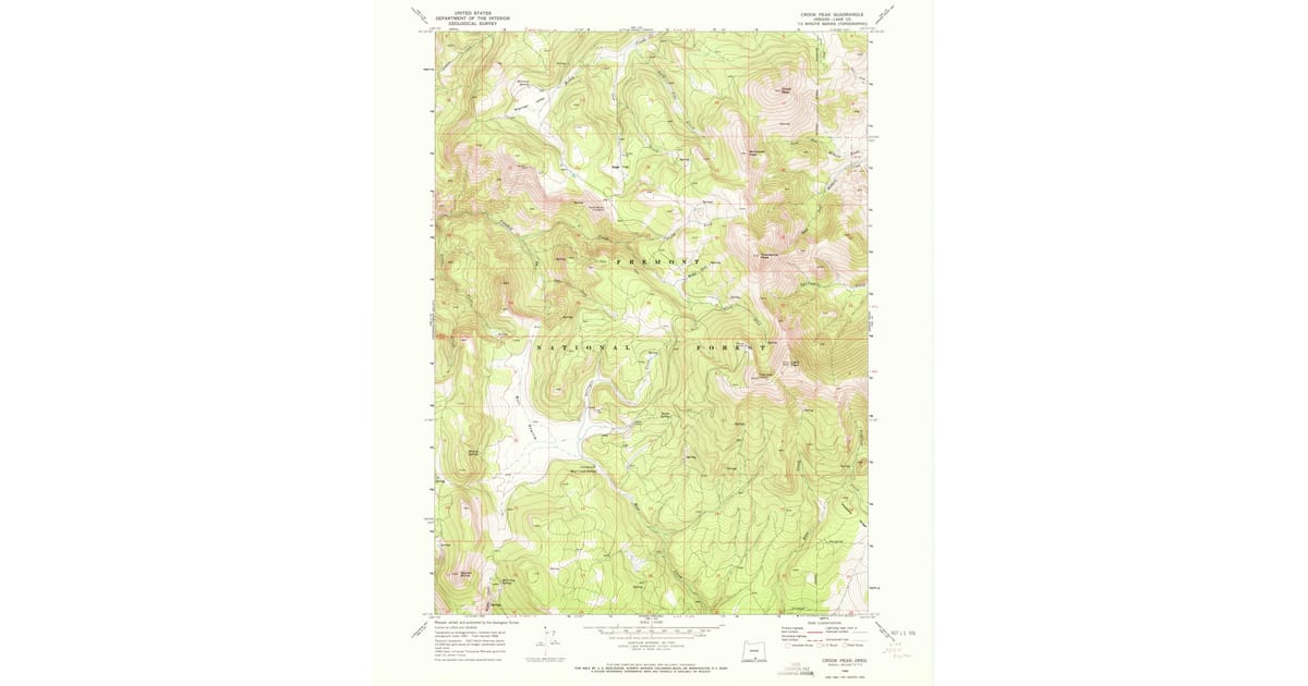 1968 Map of Crook Peak, Lake County, OR — High-Res | Pastmaps