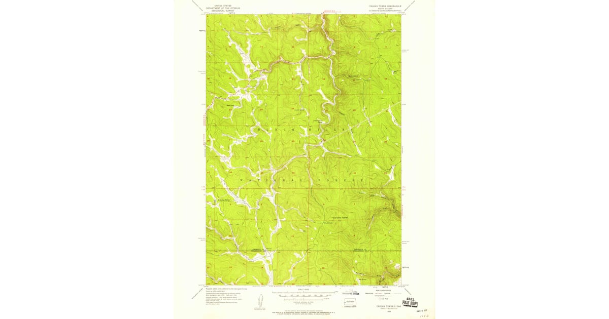 1956 Map of Crooks Tower, Lawrence County, SD — High-Res | Pastmaps