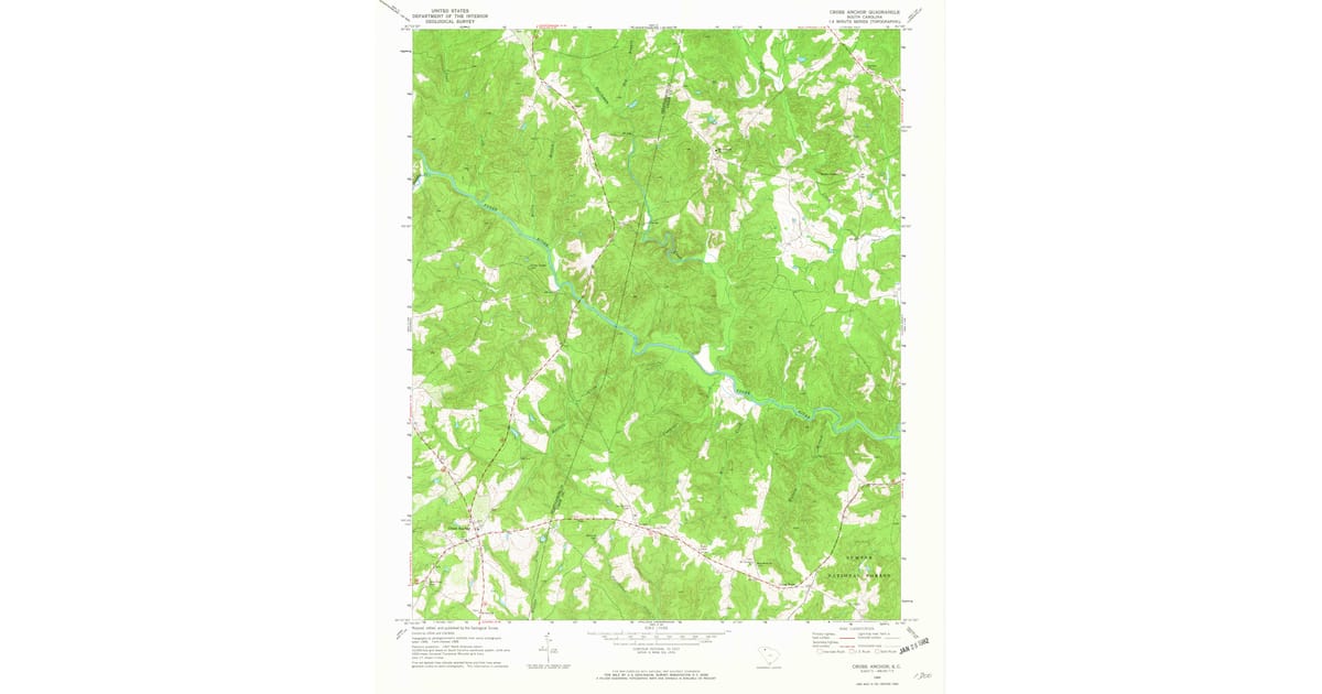 1969 Map of Cross Anchor, SC — High-Res | Pastmaps