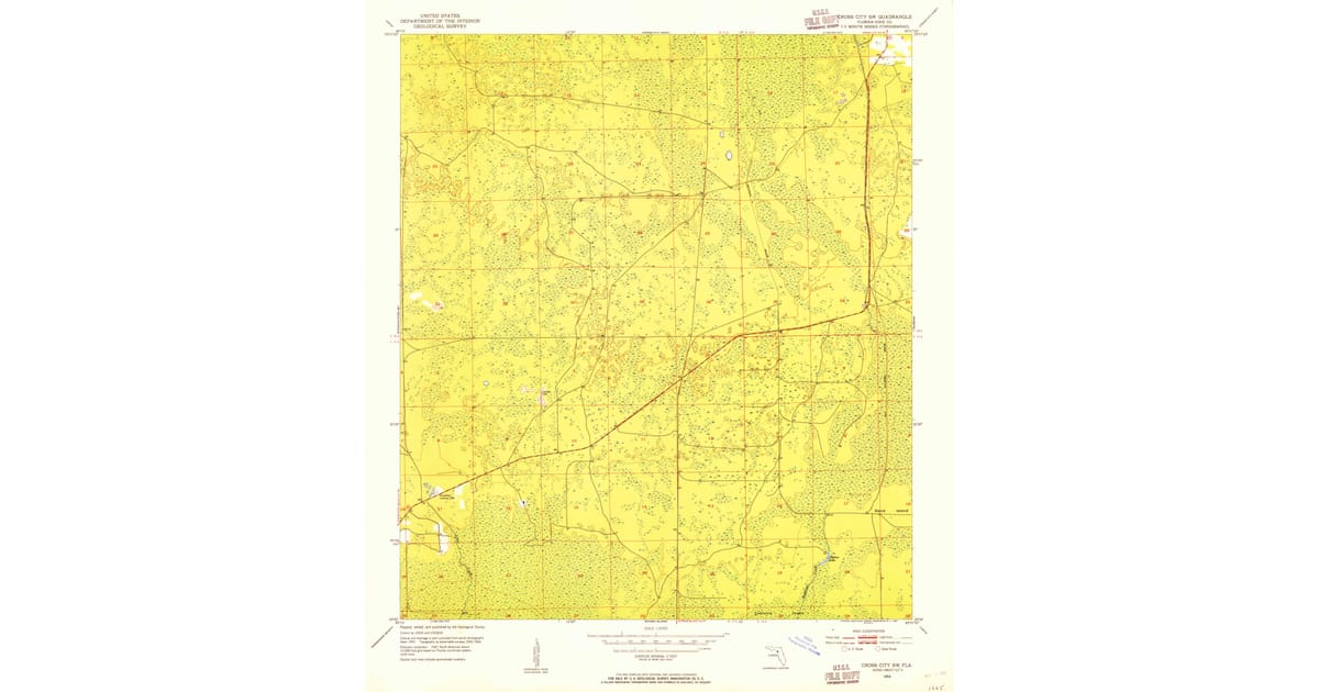 1954 Map of Cross City SW, Dixie County, FL — High-Res | Pastmaps