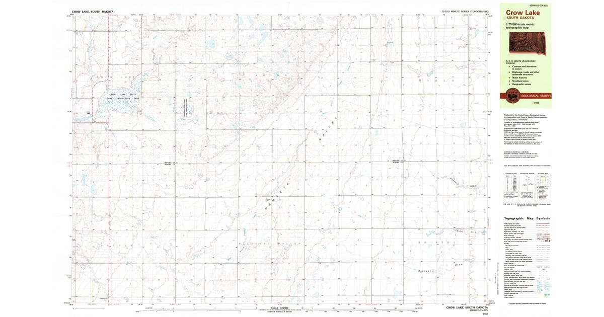 1982 Map of Crow Lake, Jerauld County, SD — High-Res | Pastmaps