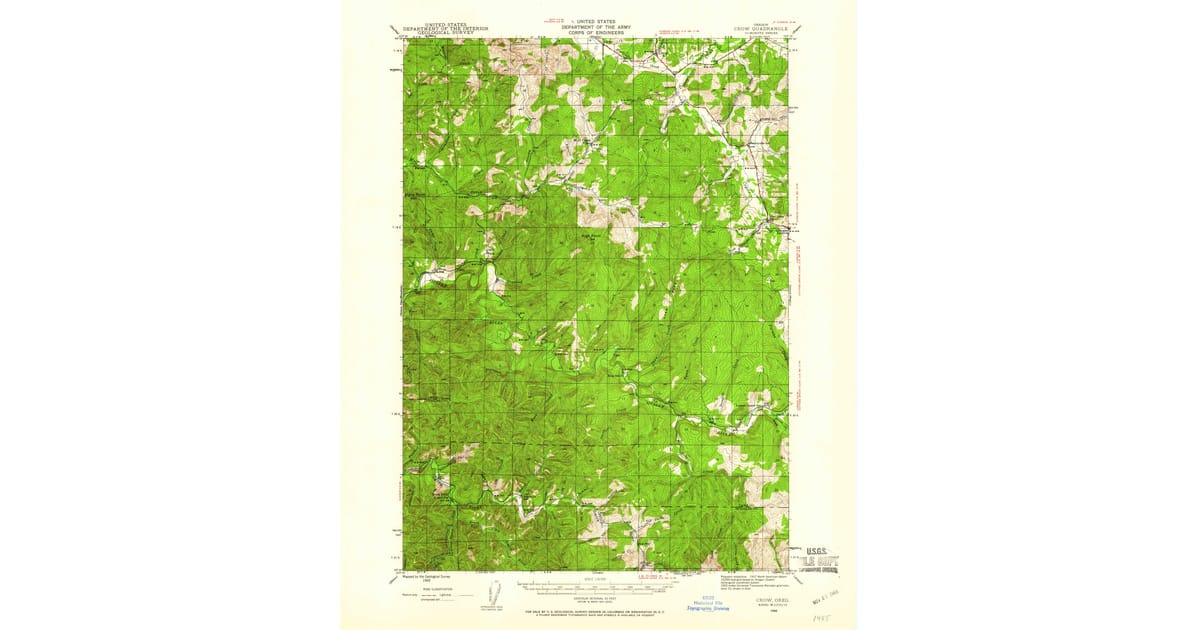 1942 Map of Crow, Lane County, OR — High-Res | Pastmaps