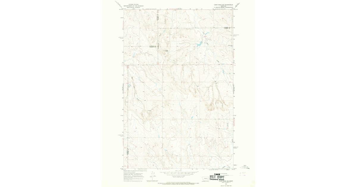 1965 Map of Crow Rock SE, Custer County, MT — High-Res | Pastmaps
