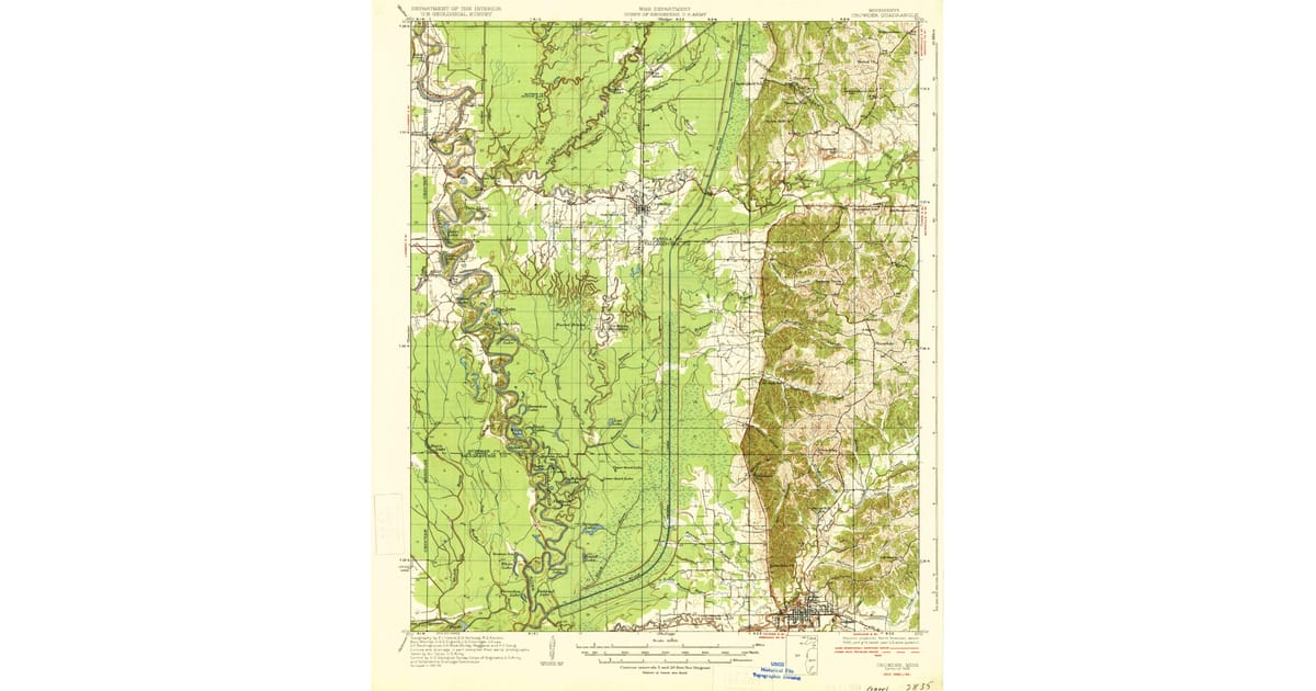 Old Maps of Crowder, MS for Academic Research | Pastmaps