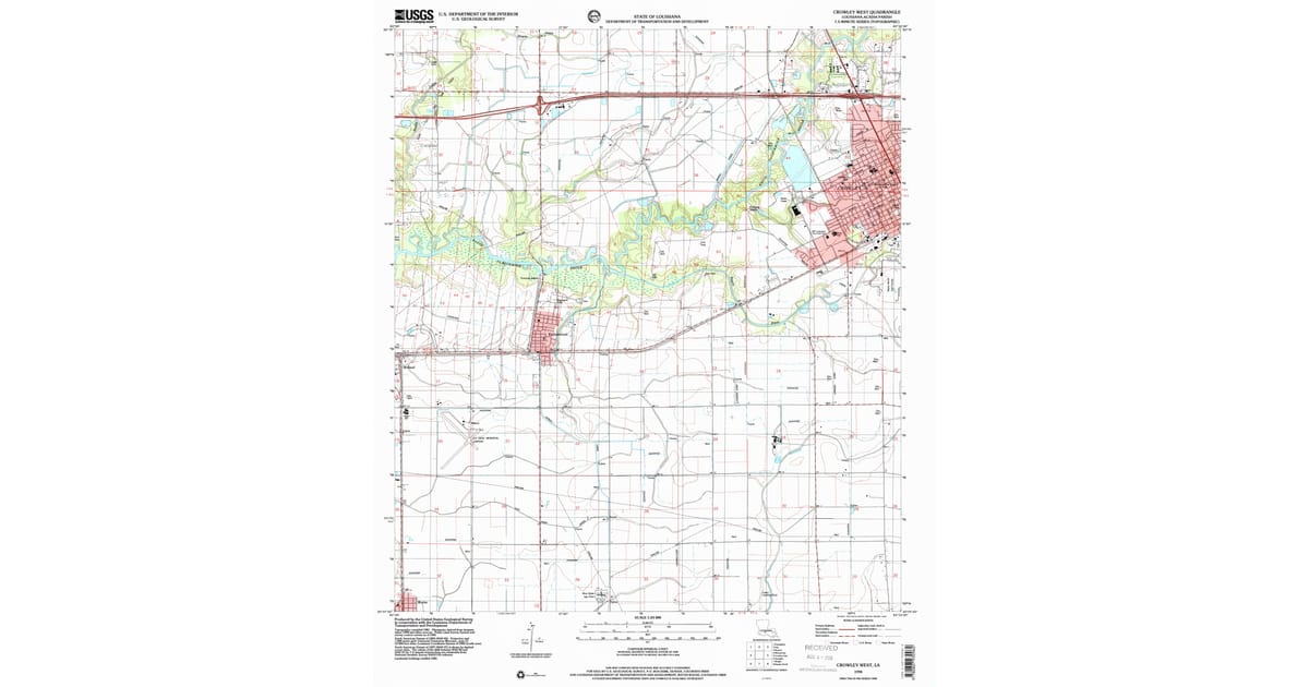 1998 Map of Crowley West, Acadia Parish, LA — High-Res | Pastmaps