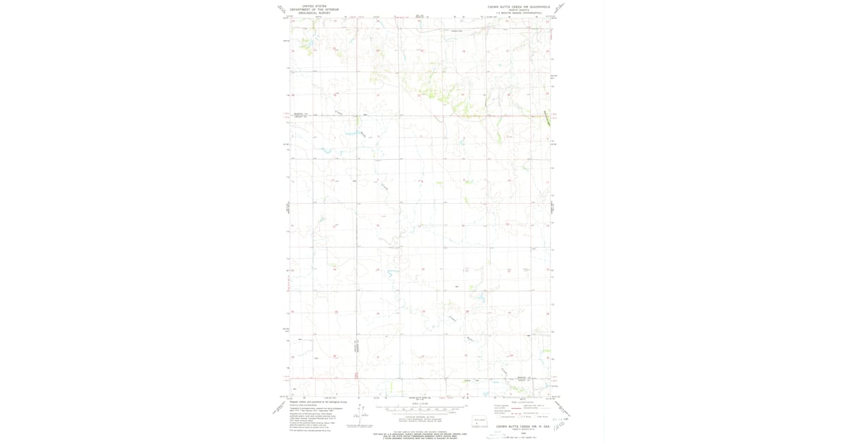 1980 Map of Crown Butte Creek NW, Morton County, ND — High-Res | Pastmaps